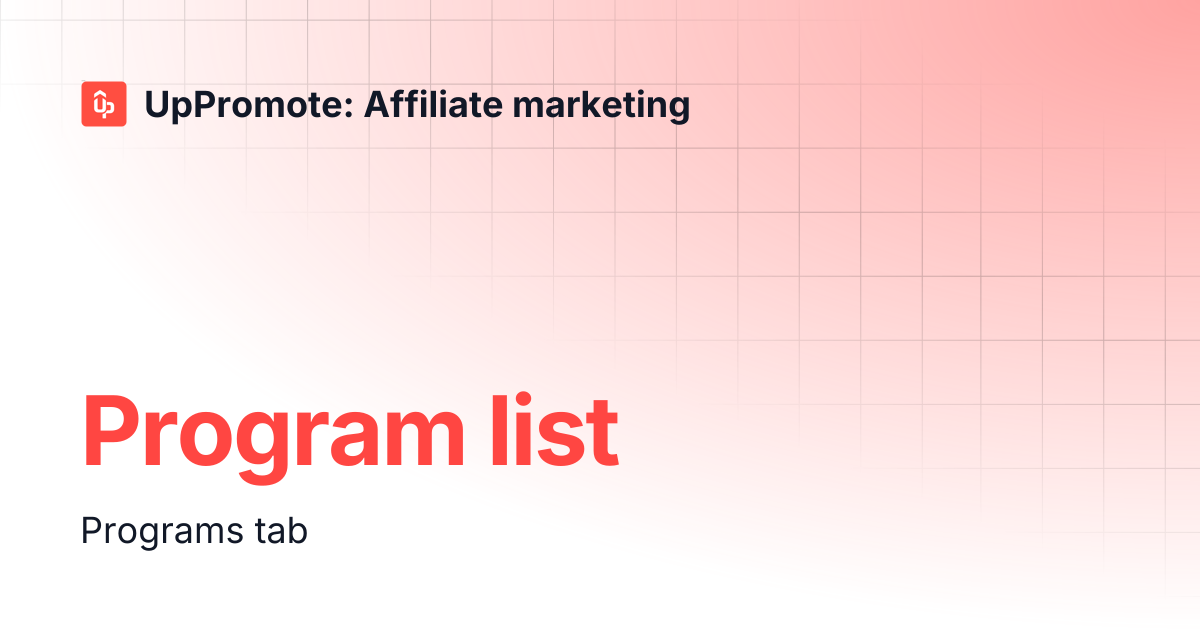 Program list | UpPromote: Affiliate marketing